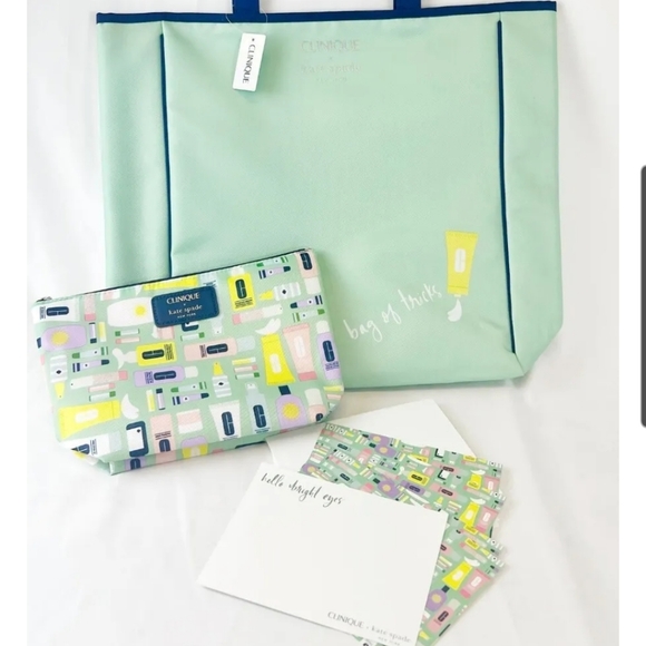 Clinique | Bags | Clinique X Kate Spade Tote Make Up Bag Bundle | Poshmark